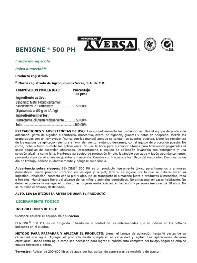 Benigne_Polvohumectable | PDF | Agua | Residuos