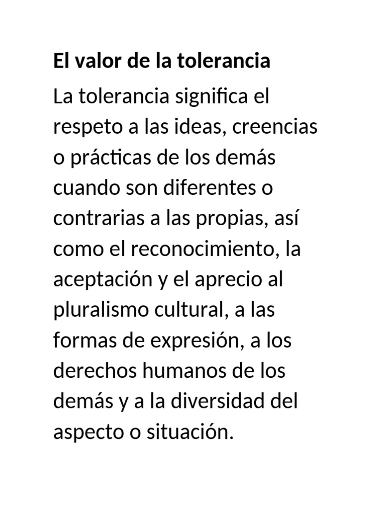 El Valor de La Tolerancia | PDF