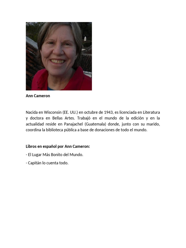 Biografía - Ann Cameron | PDF