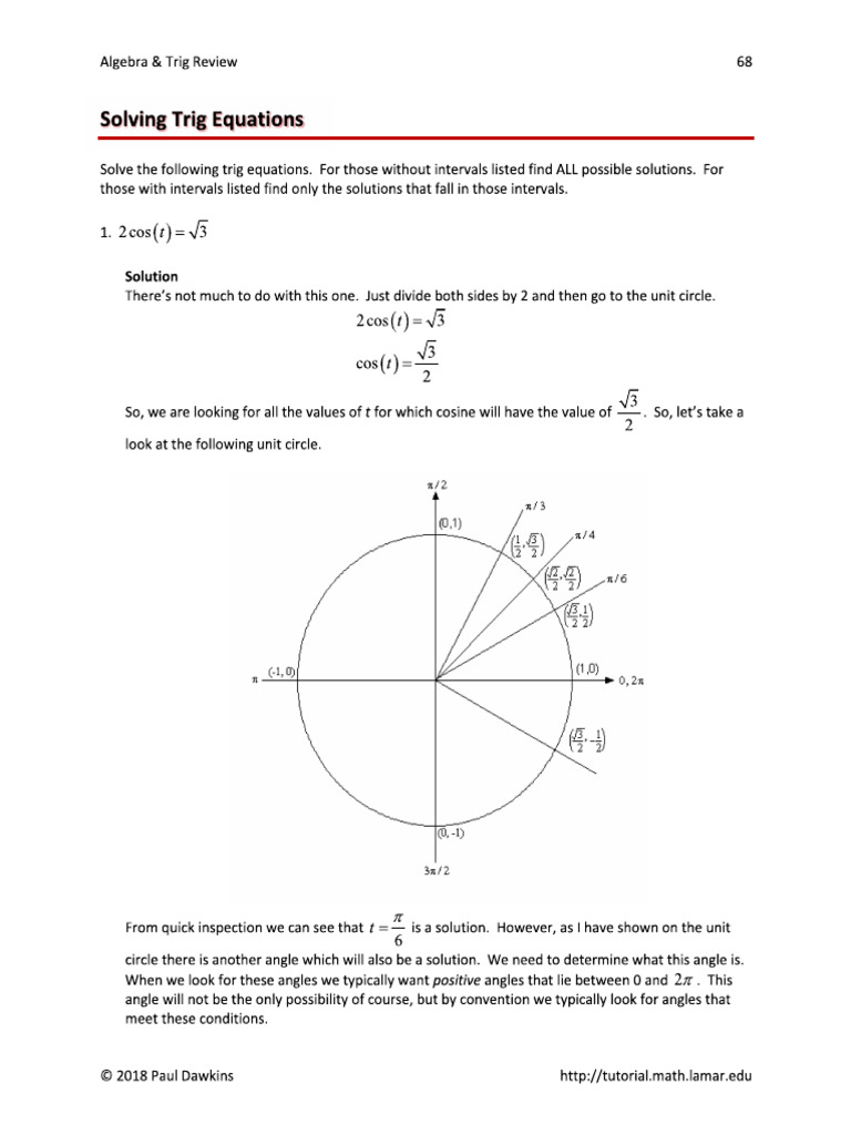 Trig Review Solving 18 | PDF