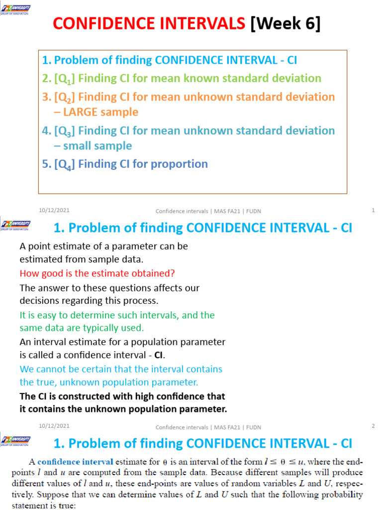 Confidence Intervals Explained: CI Methods | PDF | Confidence Interval | Standard Deviation