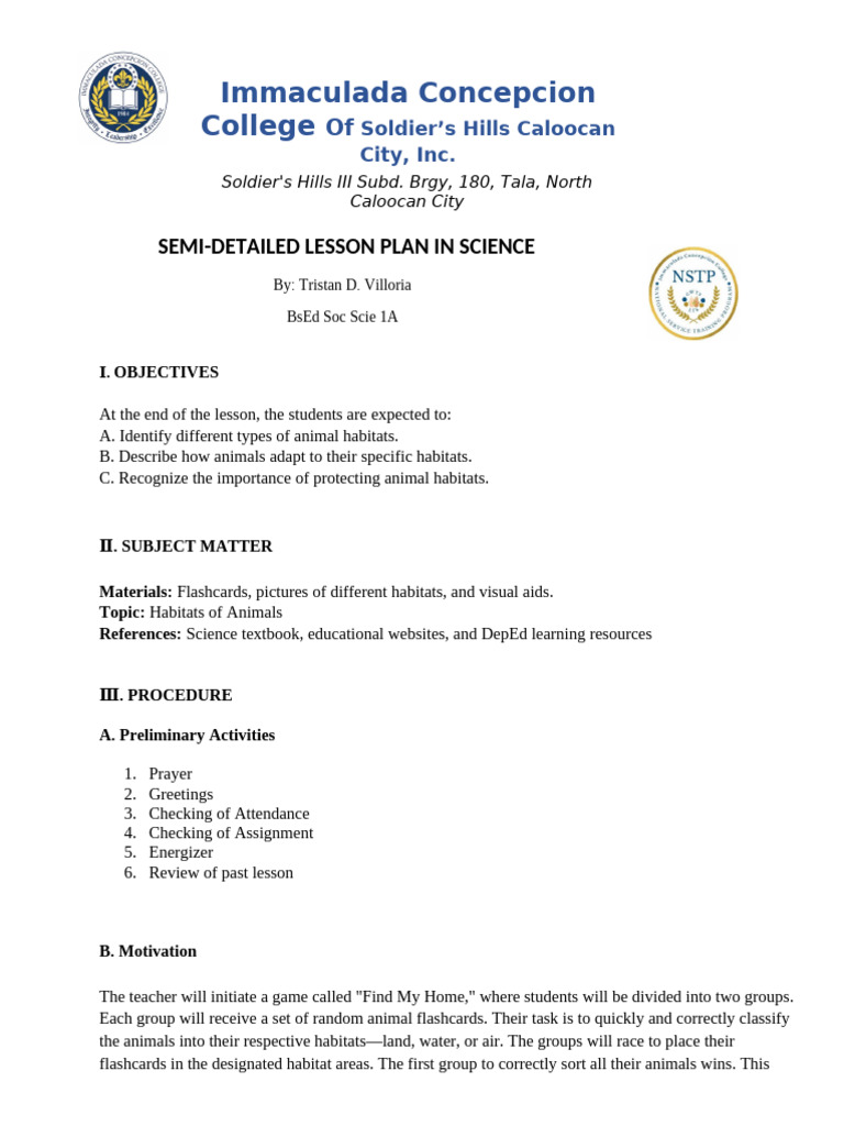 Villoria Tristan D. Final Na 222 | PDF | Habitat