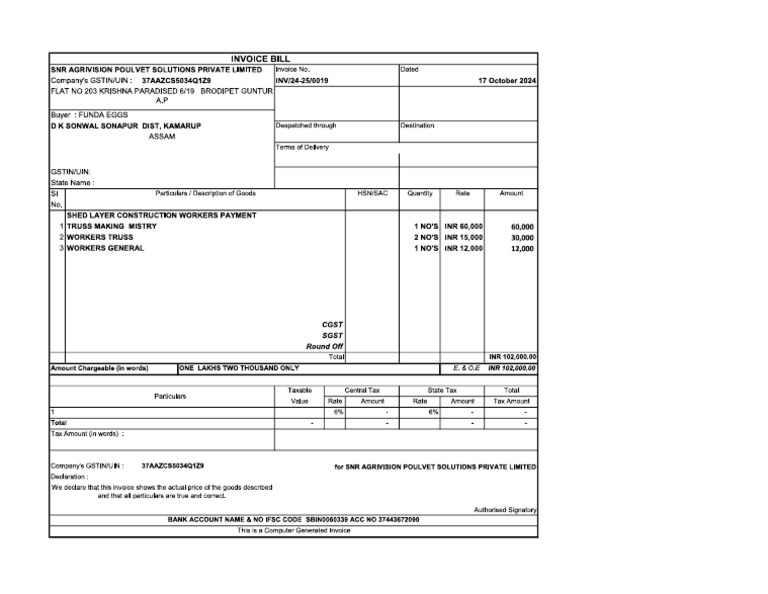 Labour Invoice No 5 | PDF