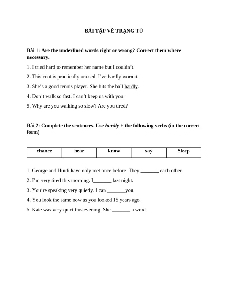 Toeic - unit 3 - trạng Từ (Bài Tập) | PDF