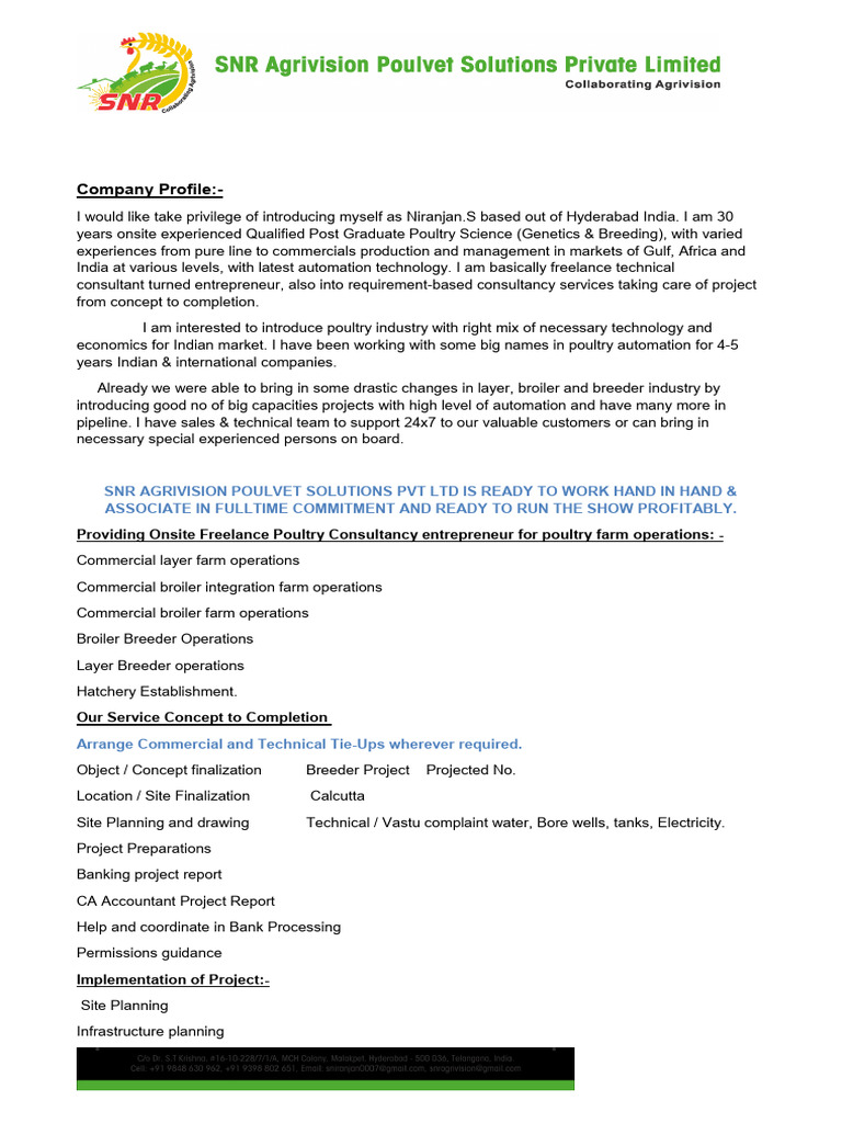 SNR Agrivision Profile 20112023 | PDF | Birds | Farms