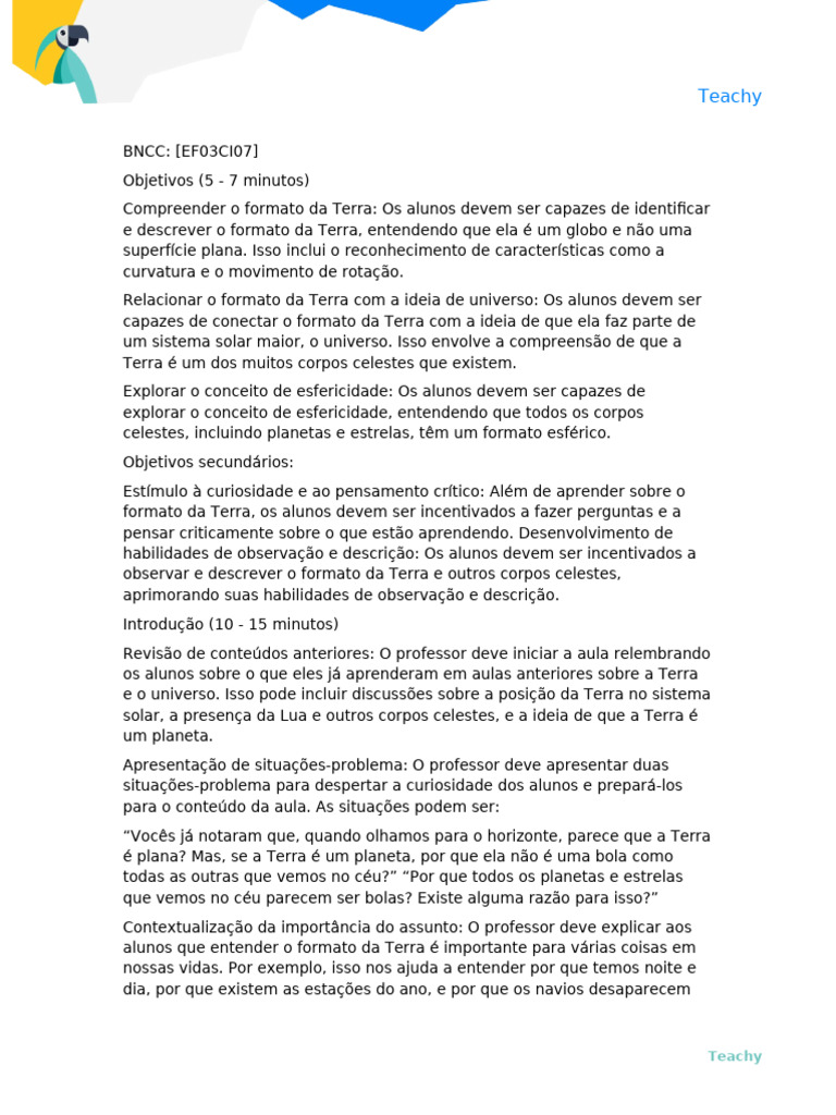 Explorando o Formato da Terra na Aula | PDF | Terra | Planetas