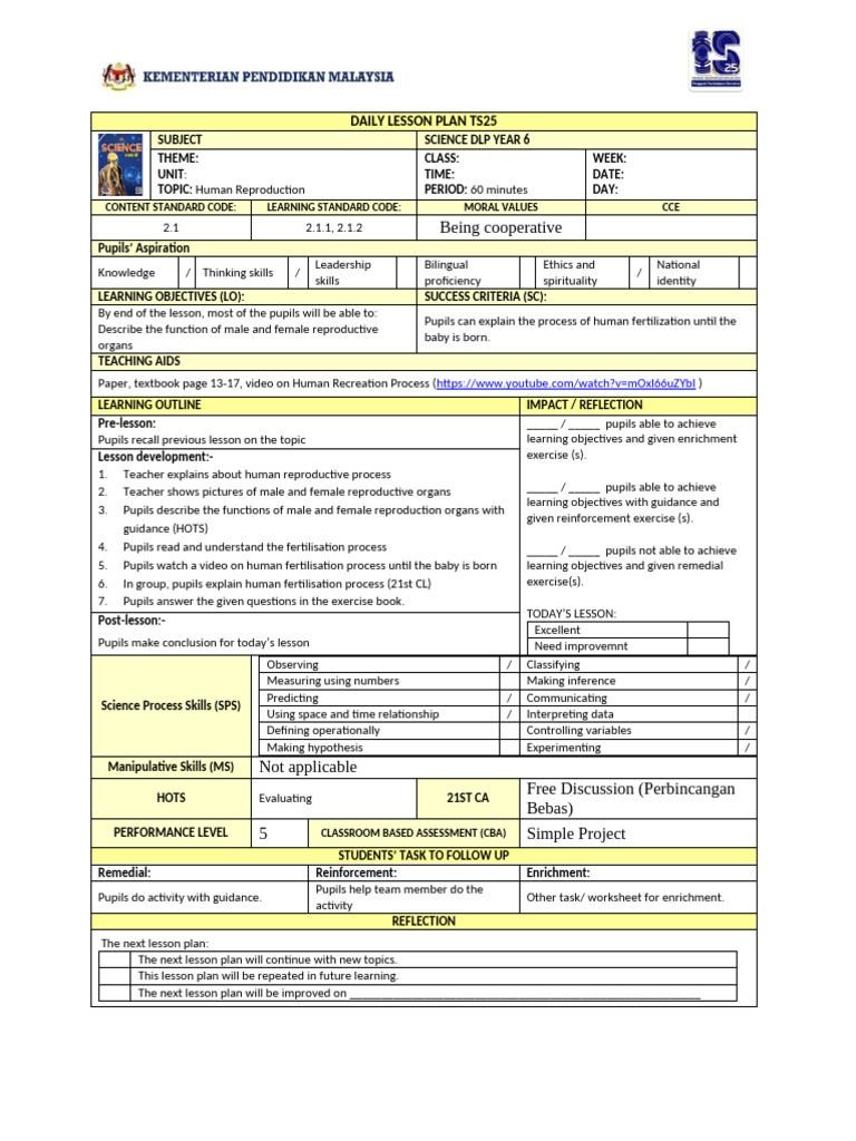 SC DLP Y6 TS25 (Unit 2)(Week 4-6) | PDF | Lesson Plan | Teachers