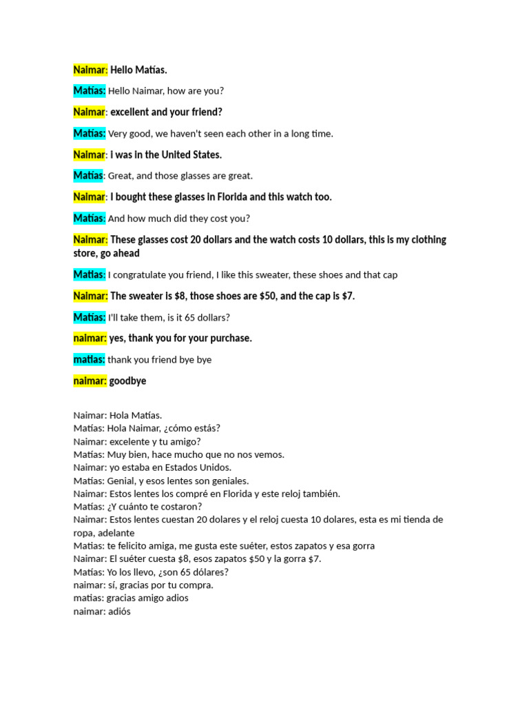 Conversacion en Ingles | PDF