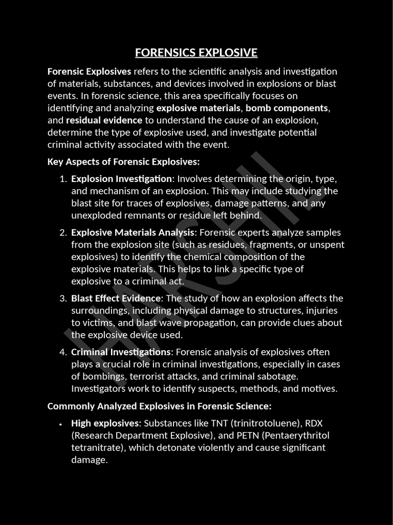 Forensics Explosive | PDF | Gunpowder | Bomb