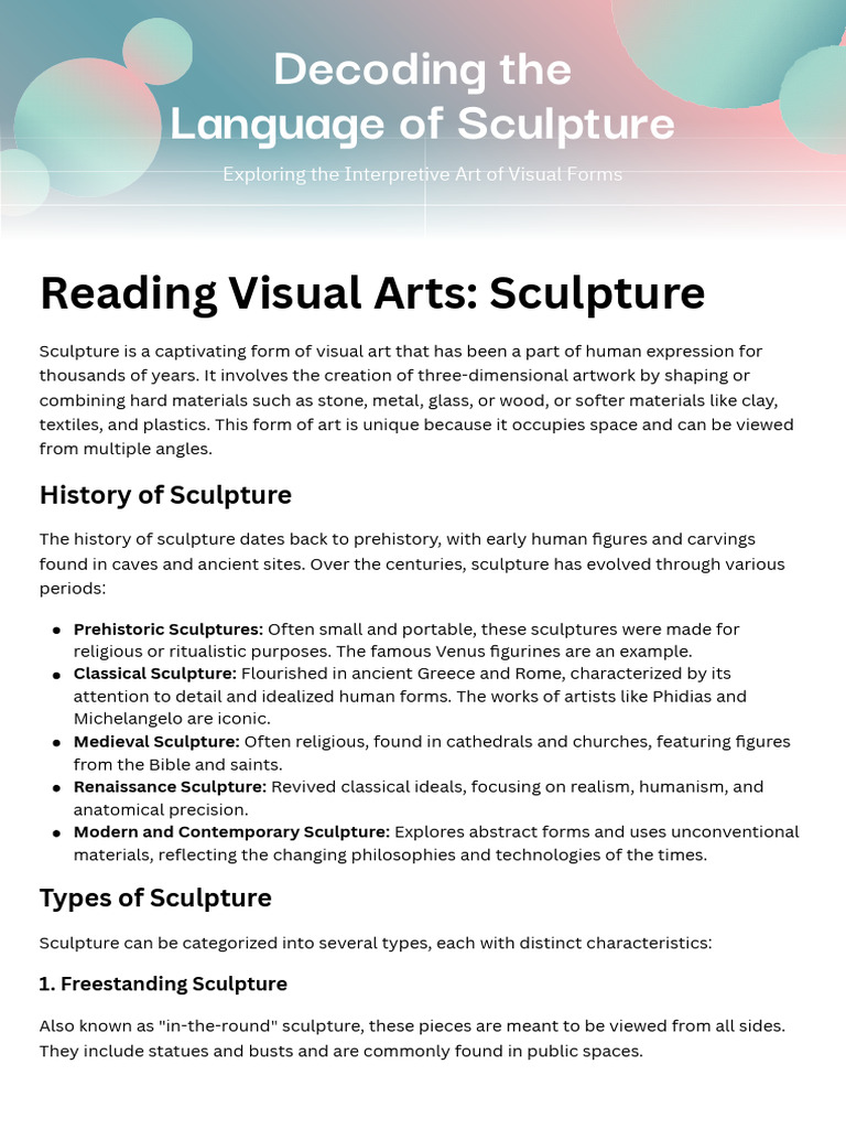 Reading Visual Arts Sculpture | PDF | Sculpture | Relief