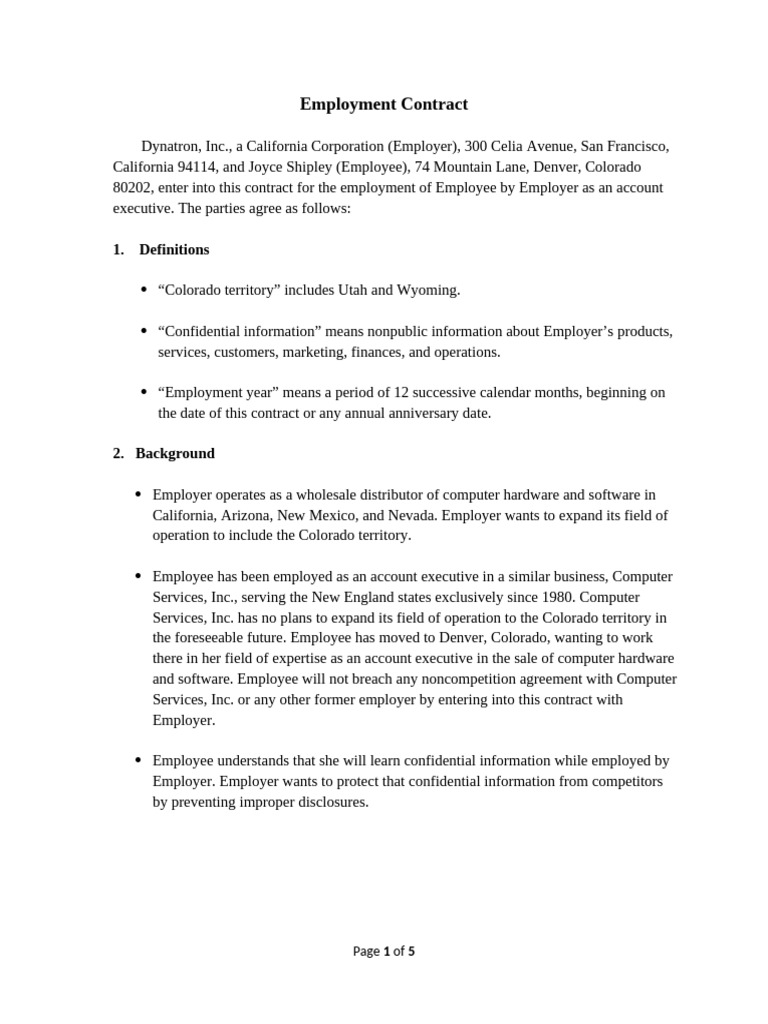 Sample Contract - Barbara Child's Modified Employment Contract | PDF ...