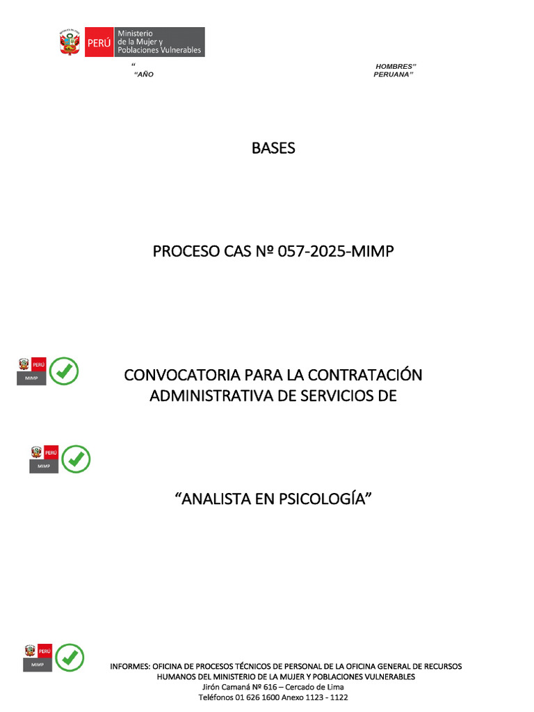 Bases Cas - 057 - 2025 17 03 2025 | PDF | Titulo academico | Sicología