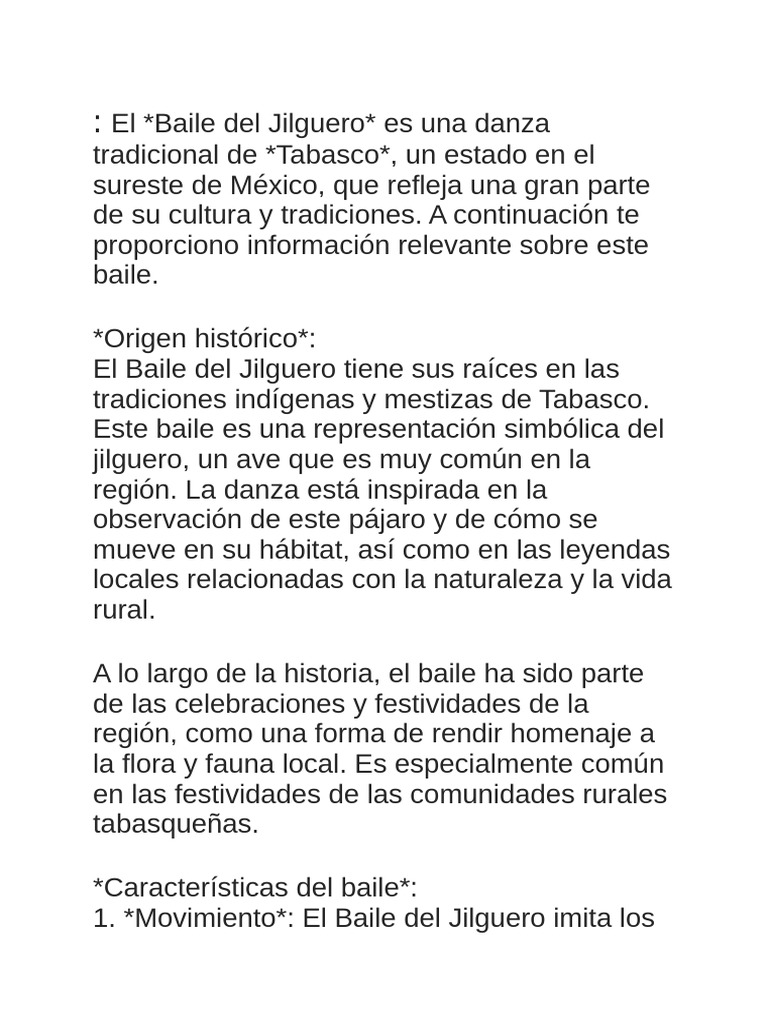 Baile Del Jilguero Tradición De Tabasco Pdf Bailes Carnaval