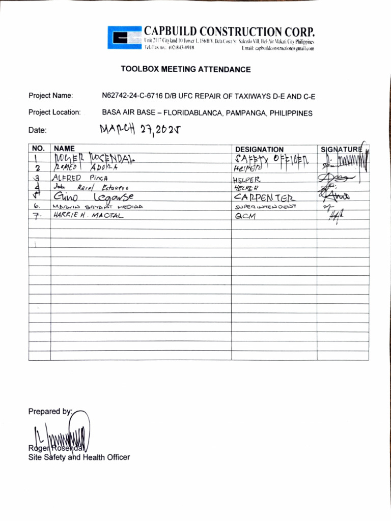 06-2 Toolbox Attendance | PDF