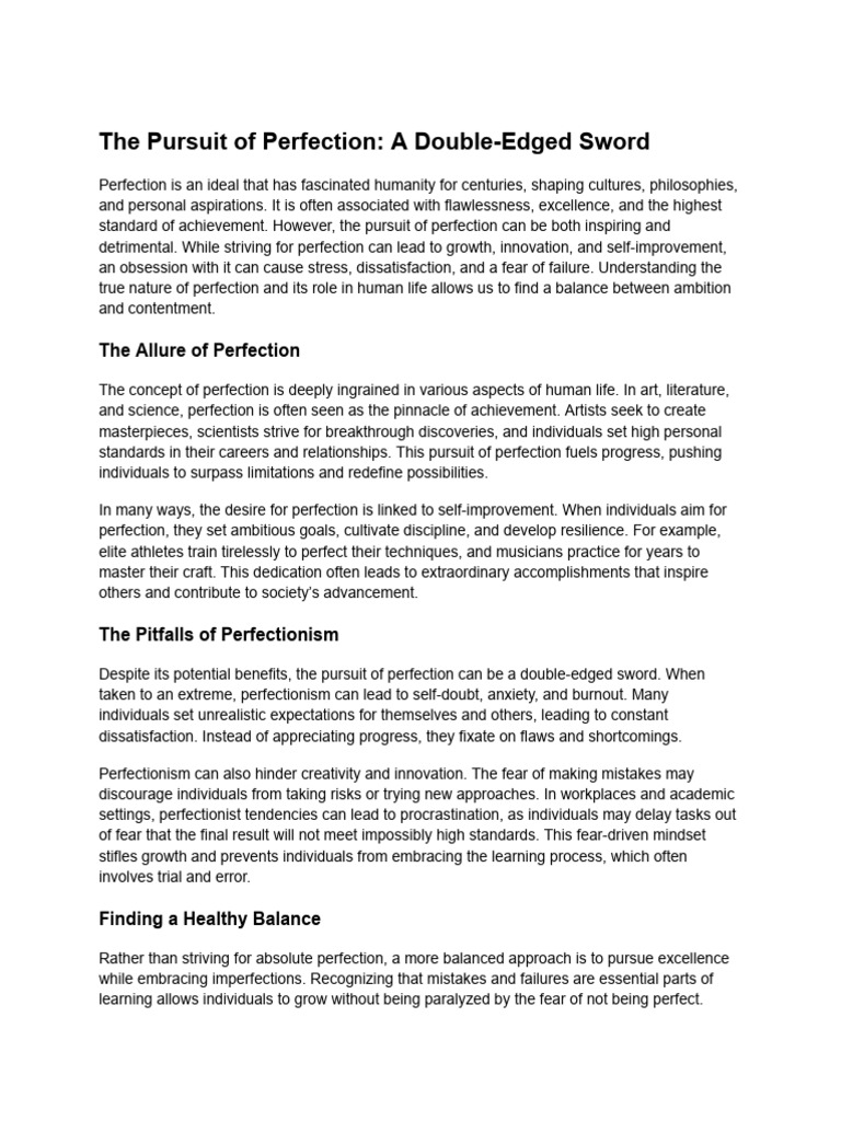 The Pursuit of Perfection - A Double-Edged Sword | PDF | Perfectionism ...