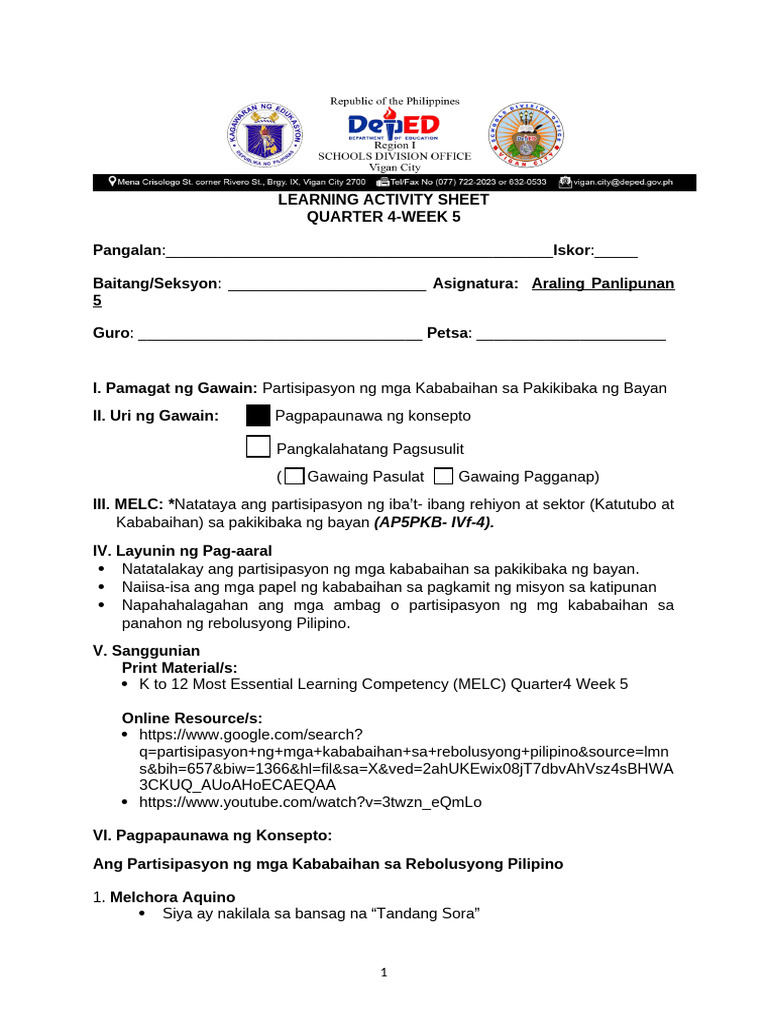 LAS-AP5-Q4-W5-CN | PDF