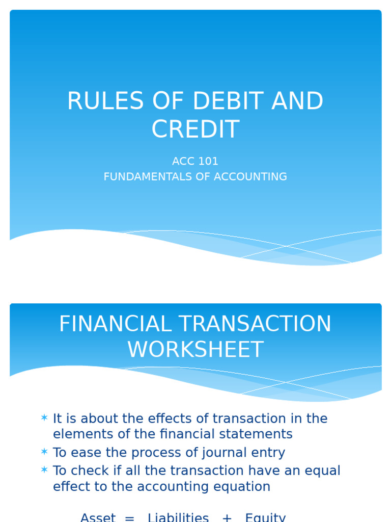 Understanding Debit and Credit Rules | PDF | Debits And Credits ...