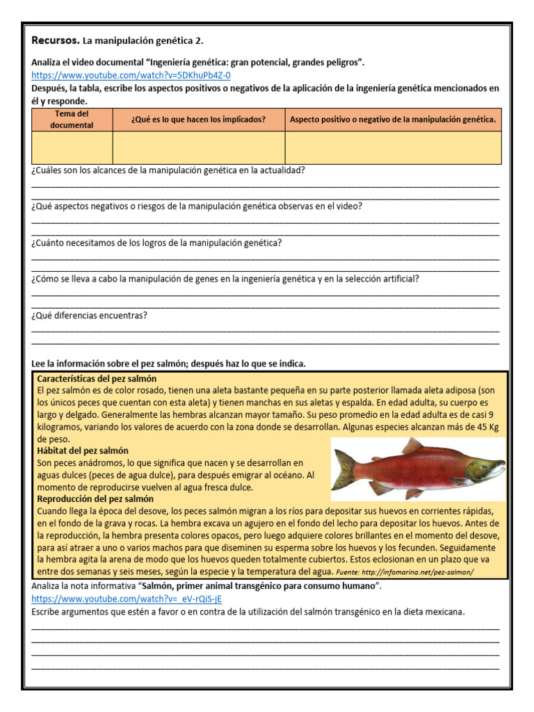Recursos 2 editable | PDF | Pescado | Gene