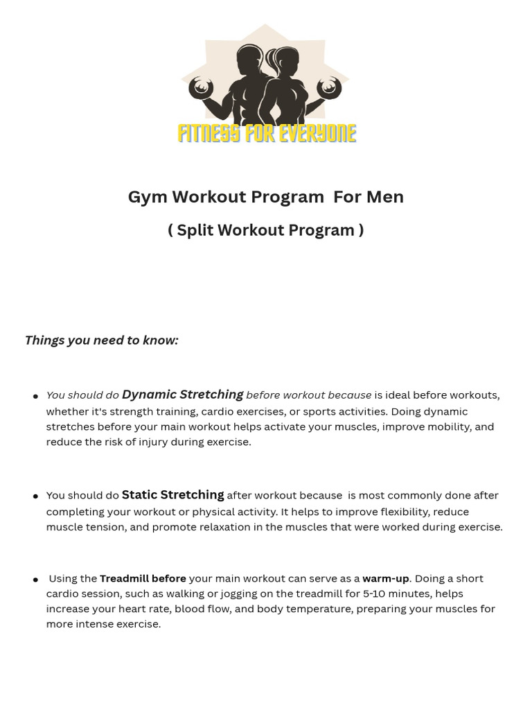 Men's Split Workout Program Guide | PDF | Kettlebell | Strength Training