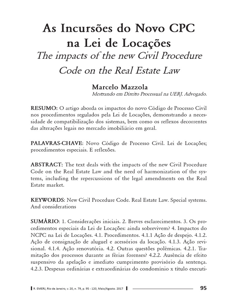 Lei Do Inquilinato e o NCPC | PDF