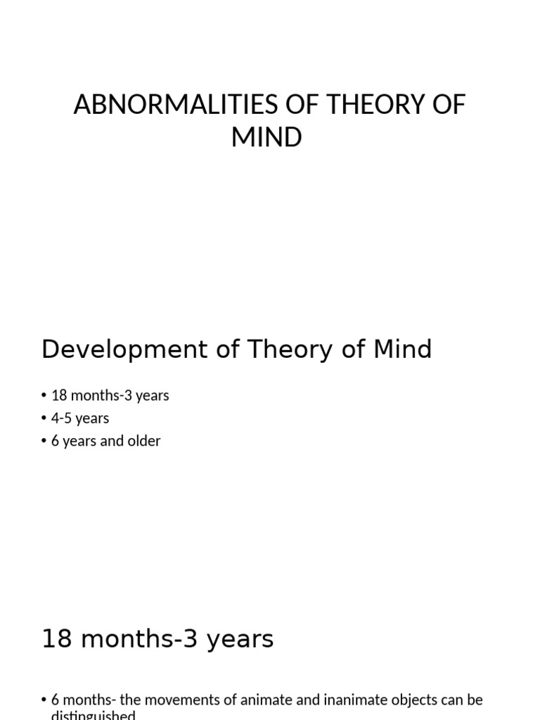 Theory of Mind Abnormalities Overview | PDF | Attention Deficit ...