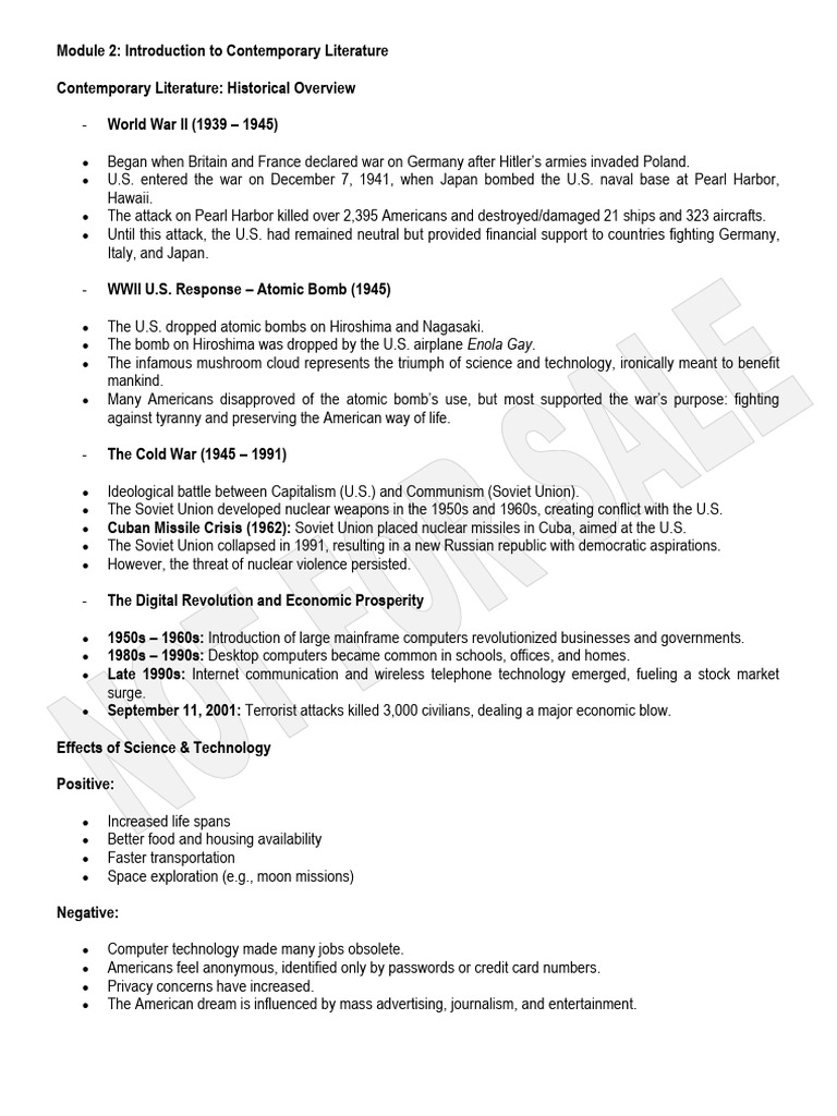 Contemporary Module 2 For Students | PDF | Poetry | Nuclear Weapons