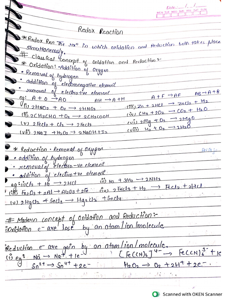 Redox Notes | PDF