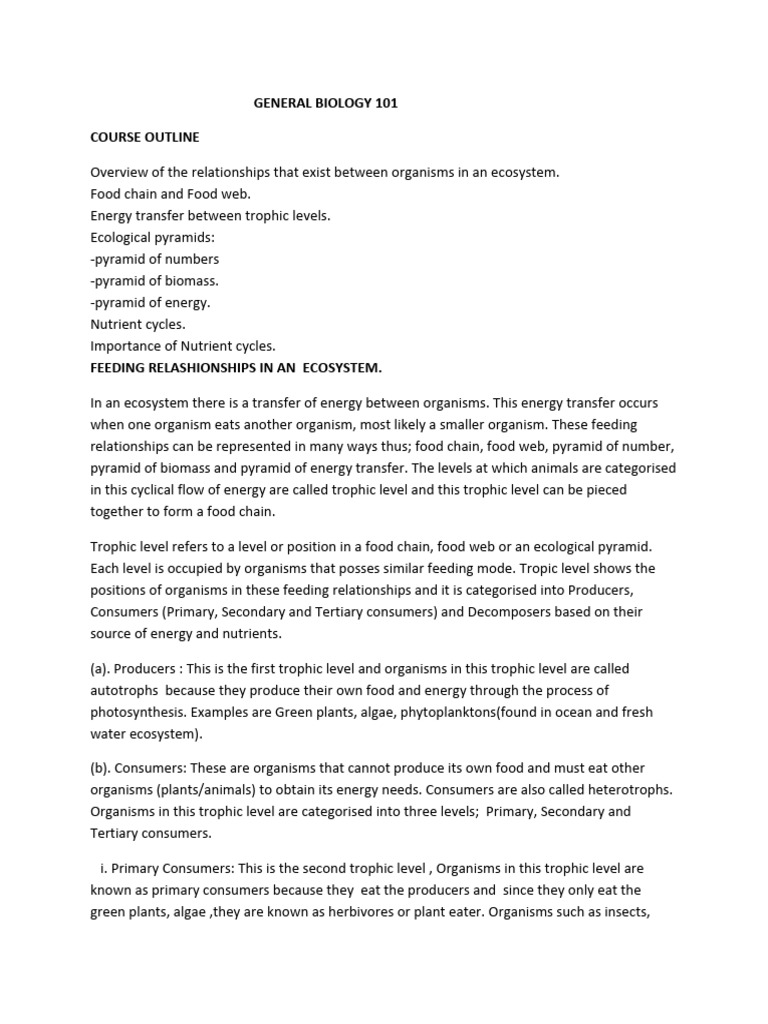 GENERAL BIOLOGY 101 | PDF | Food Web | Ecosystem