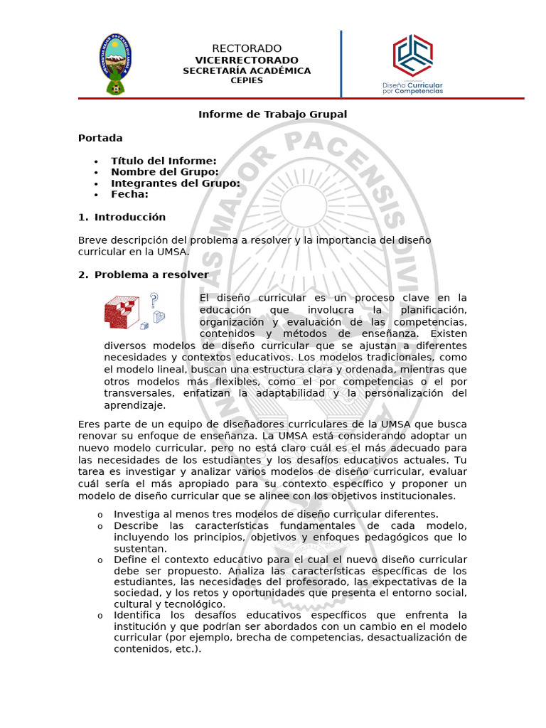 Tarea 4 Formato Informe Grupal | PDF | Diseño | Enseñando