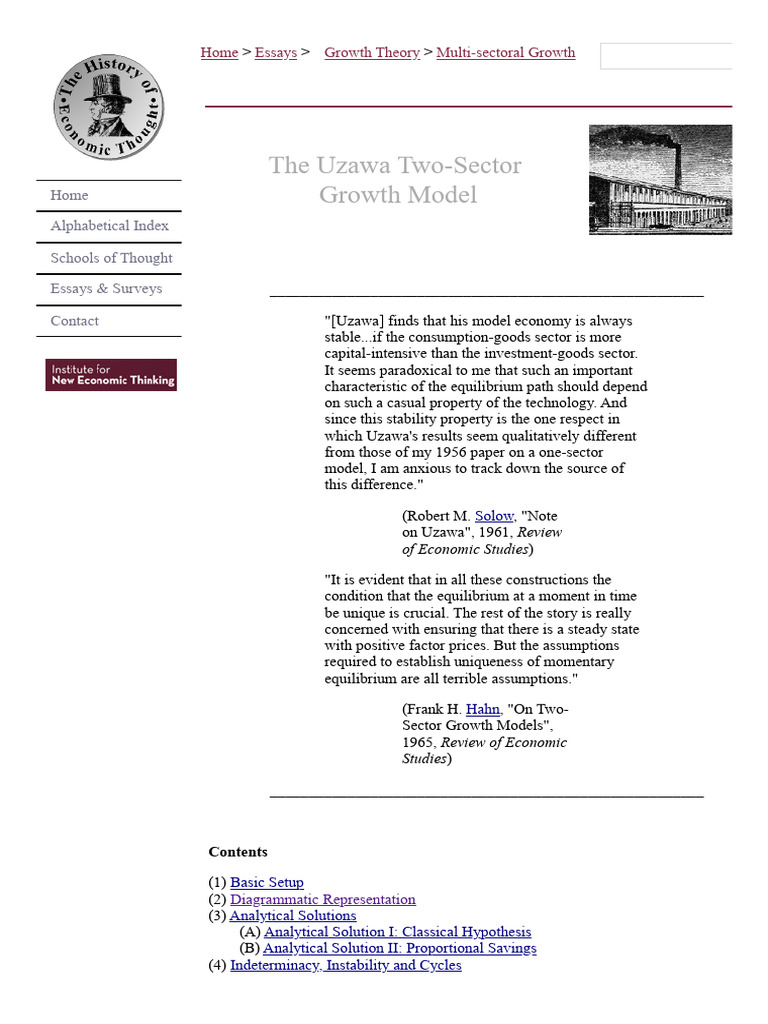 Uzawa Two-Sector Growth Model Explained | PDF | Economic Equilibrium ...