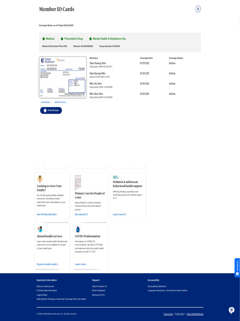 ID Cards _ UnitedHealthcare | PDF | Mental Health | Medicine