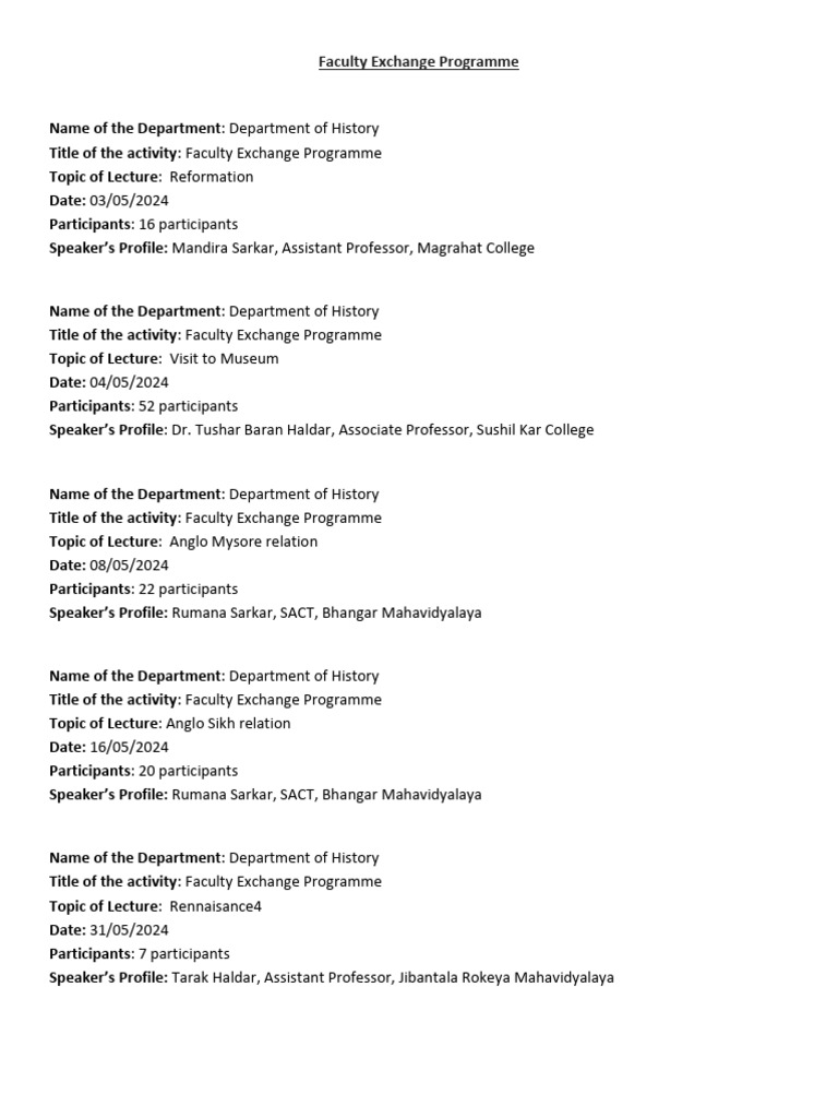 Faculty Exchange Programme | PDF