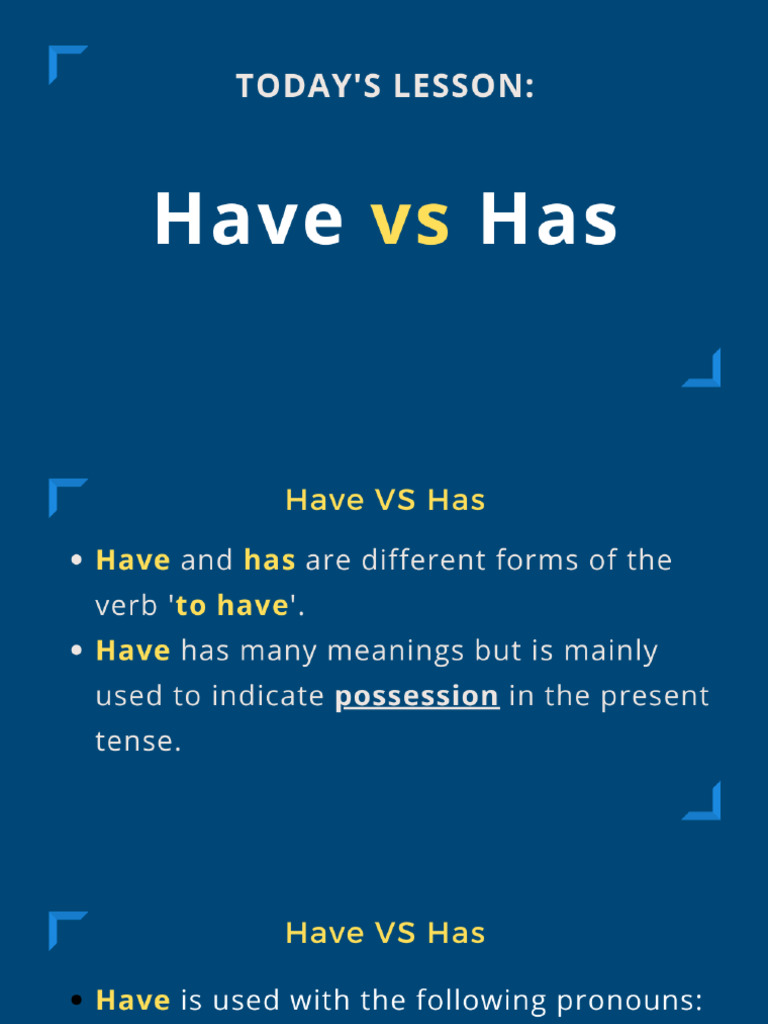 Have Has PowerPoint Lesson | PDF