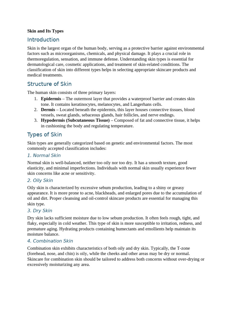 Understanding Skin Types and Care | PDF | Skin | Skin Care