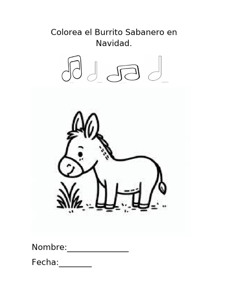Colorea El Burrito Sabanero en Navidad | PDF