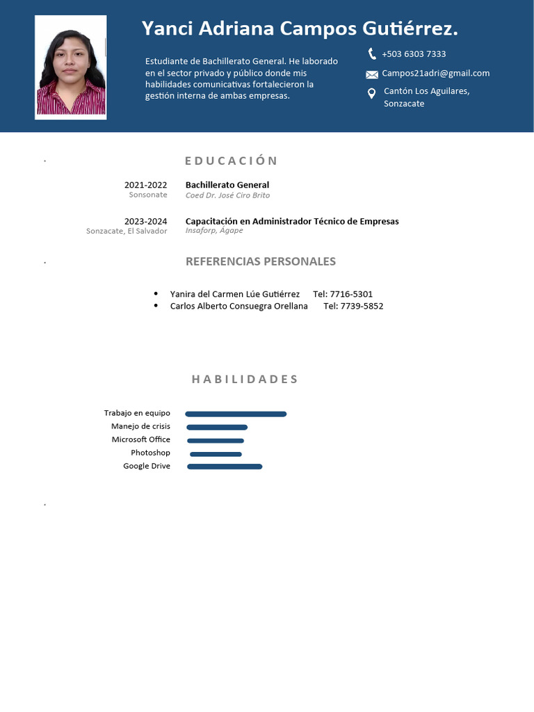 Currículum de Yanci Adriana Campos | PDF