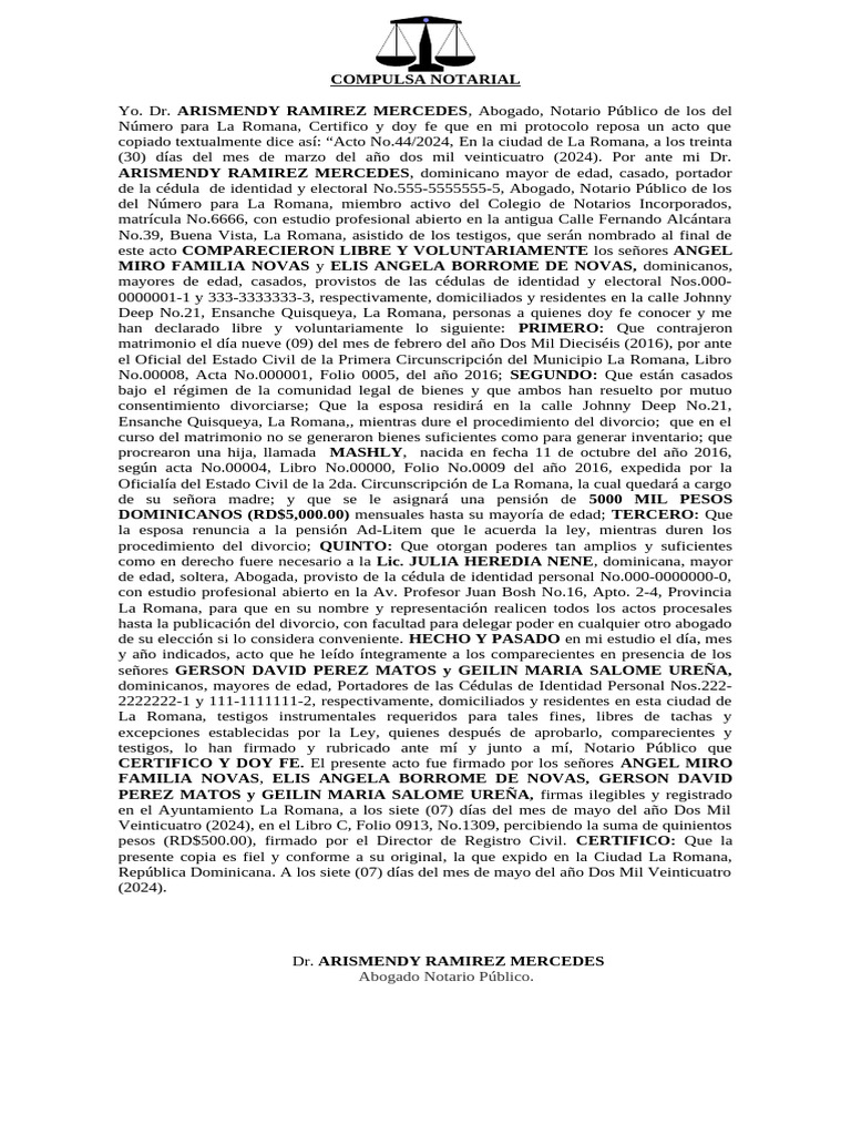 Compulsa Notarial | PDF | Divorcio