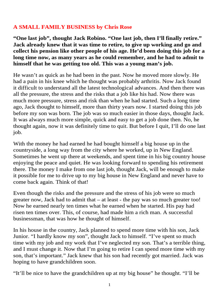 Jack's Last Job: A Retired Hitman’s Tale | PDF