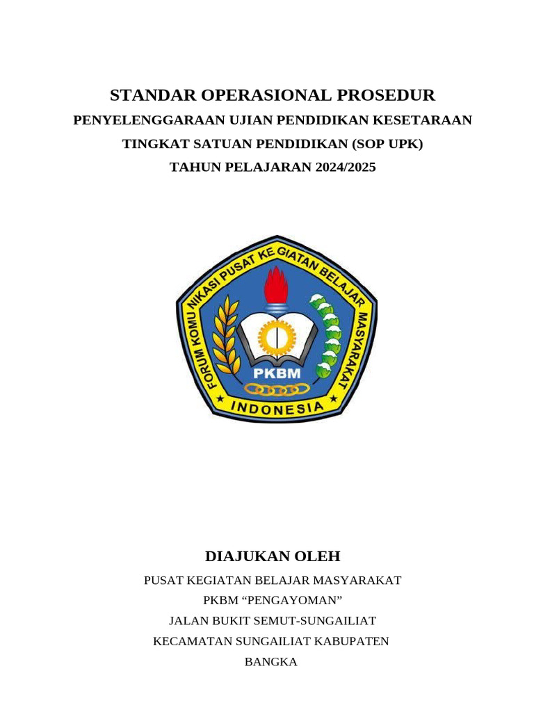 SOP Dan POS Upk PKBM Azahra | PDF