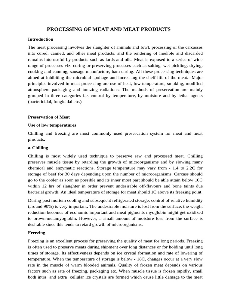 Importance of Meat and Poultry Processing | PDF | Curing (Food ...