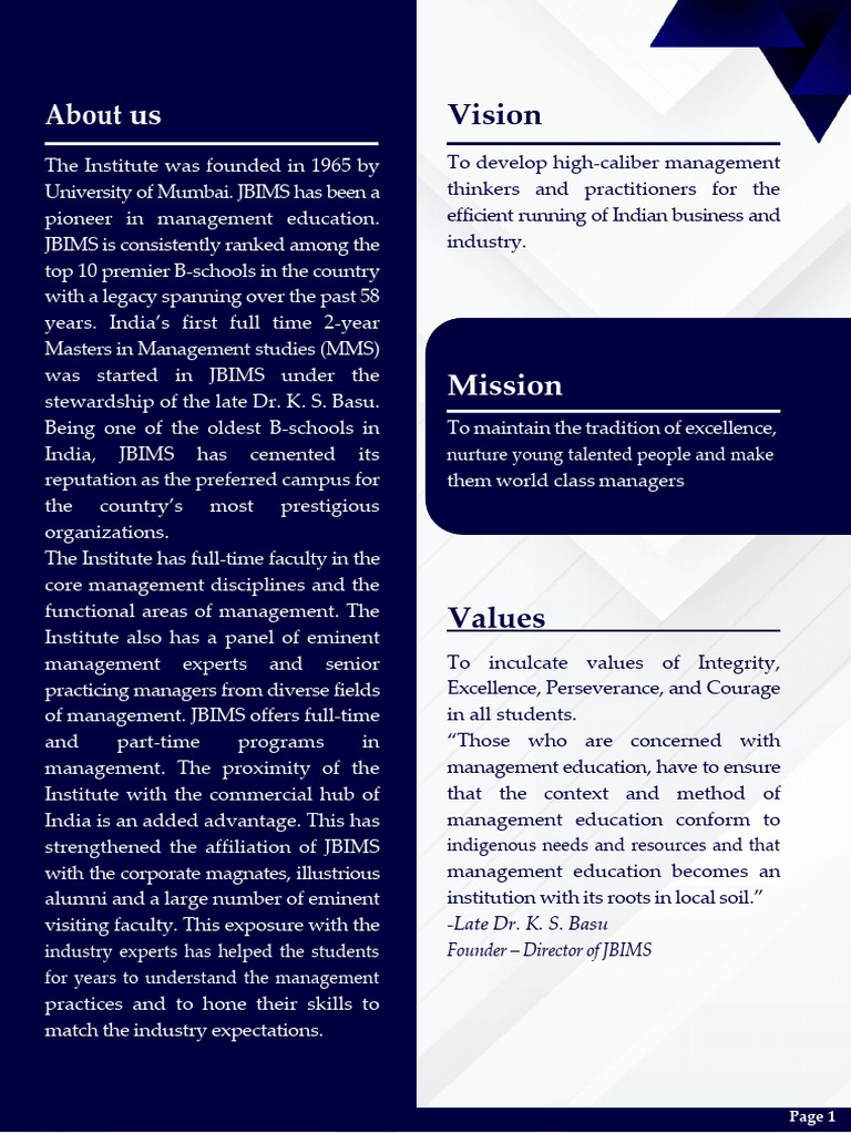 JBIMS M.Sc. Finance Program Overview | PDF | Economies | Business