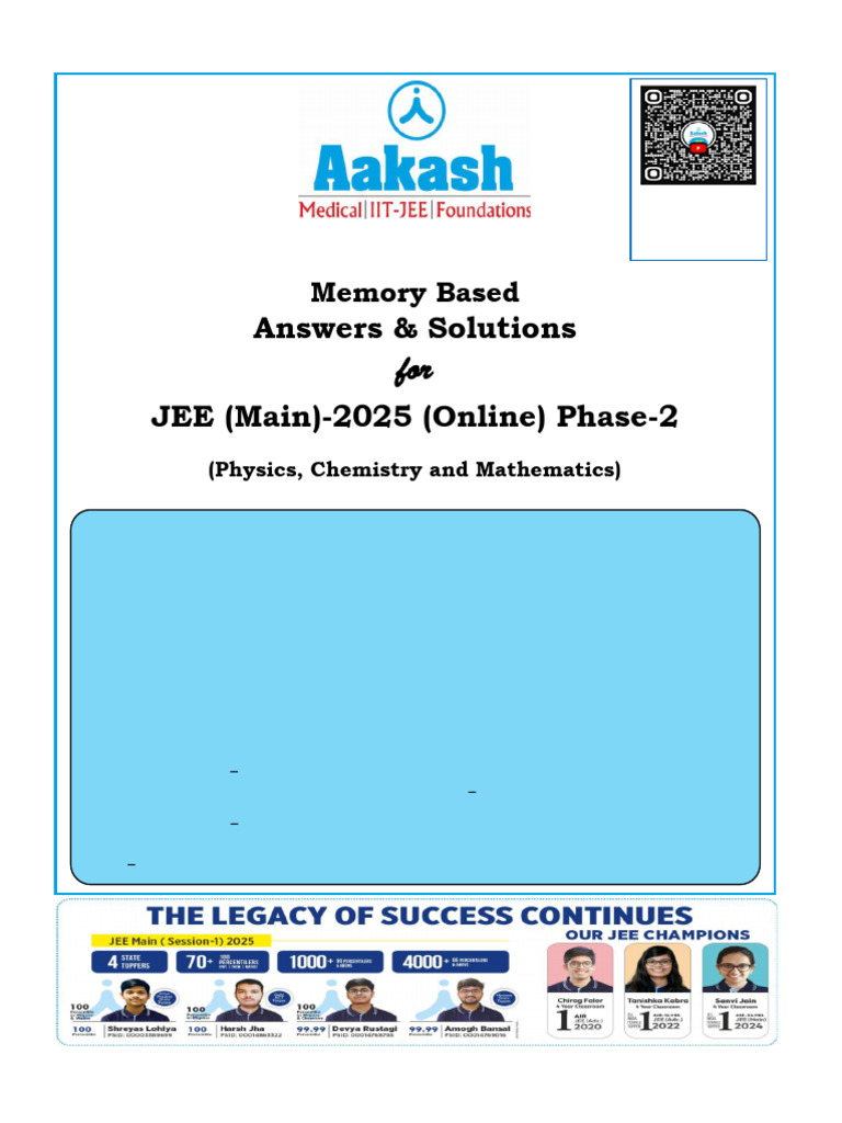 Ans-And-Sol JEE Main 2025 Ph-2!02!04-2025 Morning | PDF | Acid | Radical (Chemistry)