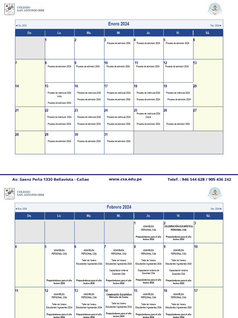 CALENDARIO_CSA_---_2024 | PDF | Adoración Cristiana Y Liturgia | Observancias de abril