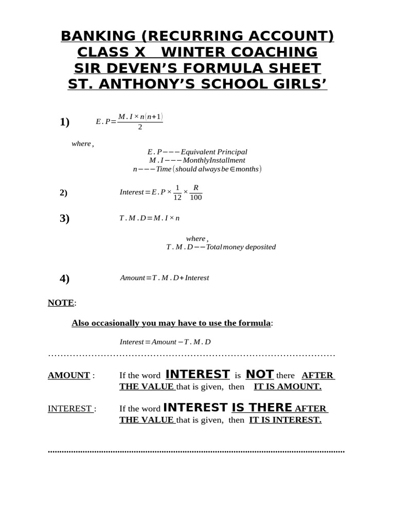 Recurring Account Formula Guide | PDF