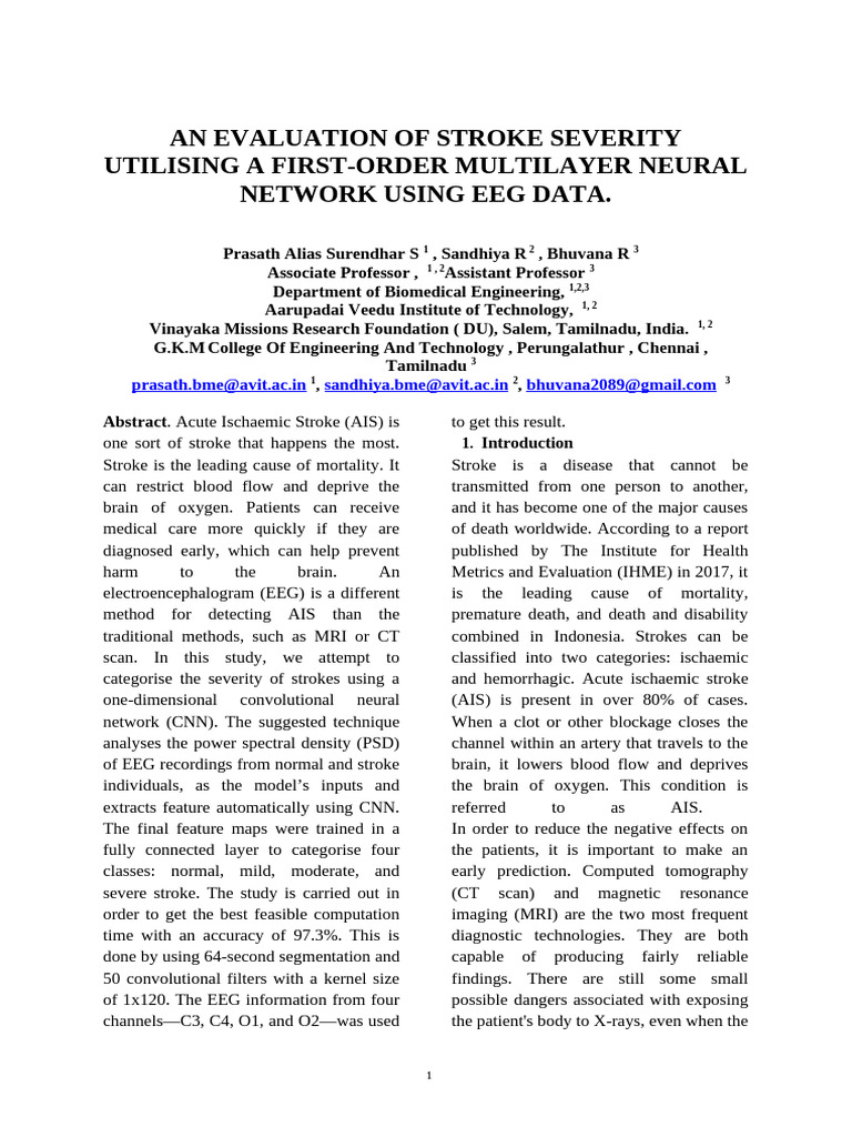 Eeg Based Stroke Detection | PDF | Electroencephalography | Spectral ...