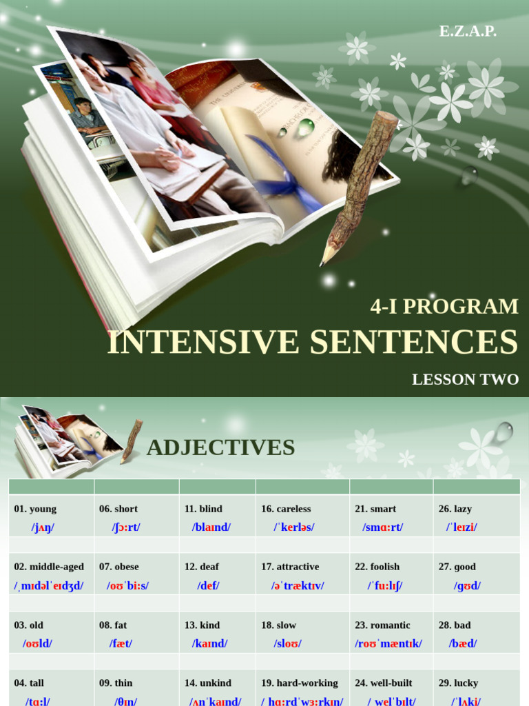 4-I Program - Intensive Sentences - Lesson 02 | PDF | Verb | Grammar