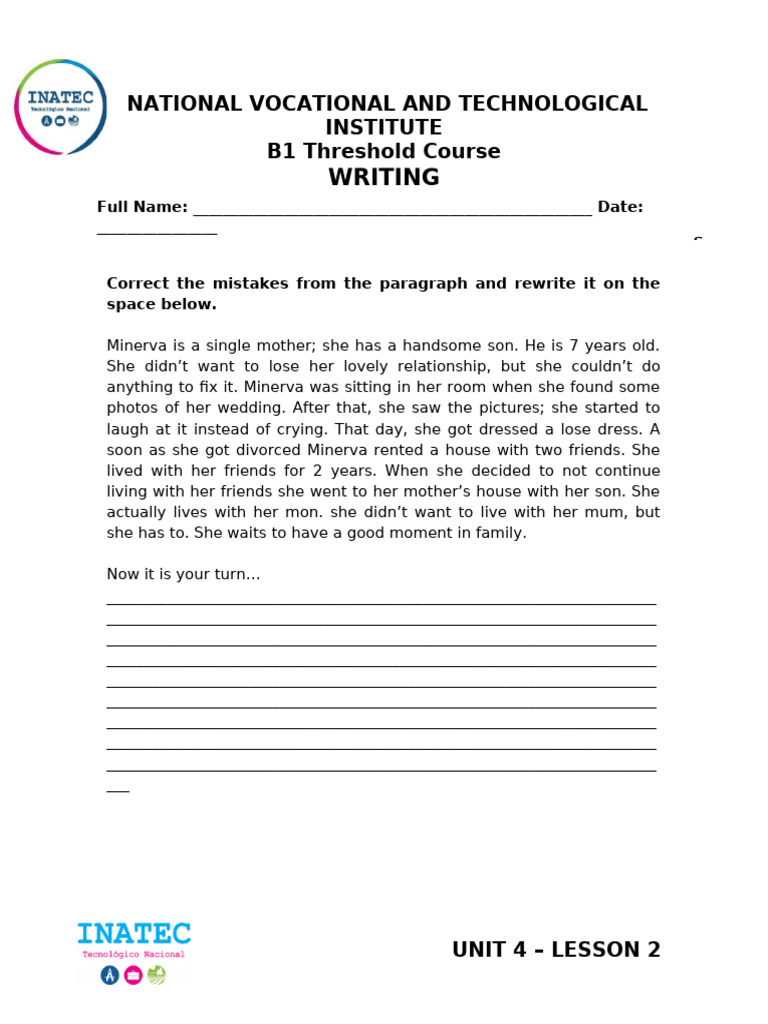 WRITING - U4 L2 | PDF