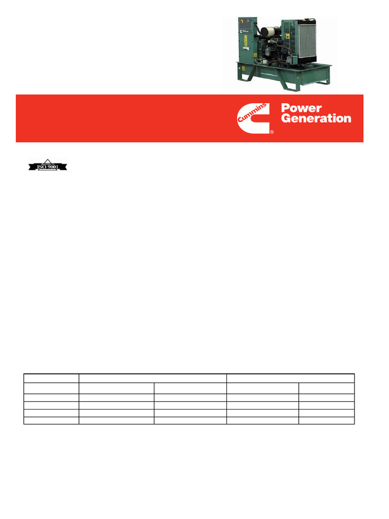 Cummins C11D5 Diesel Generator Spec Sheet | PDF | Electric Generator ...