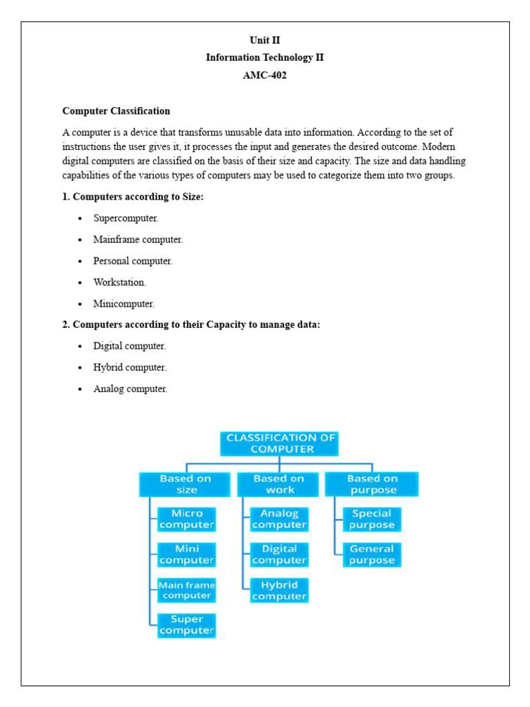 Unit_II_Types of Computer_d55199a19e39b871054d7c2497501599 | PDF | Mainframe Computer | Personal ...