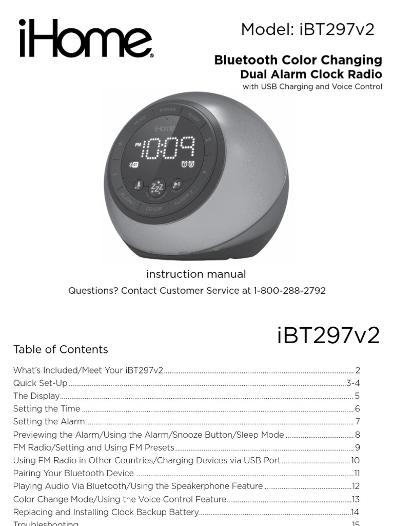 Ihome Clock iBT29v2 Manual | PDF | Electromagnetic Interference | Bluetooth